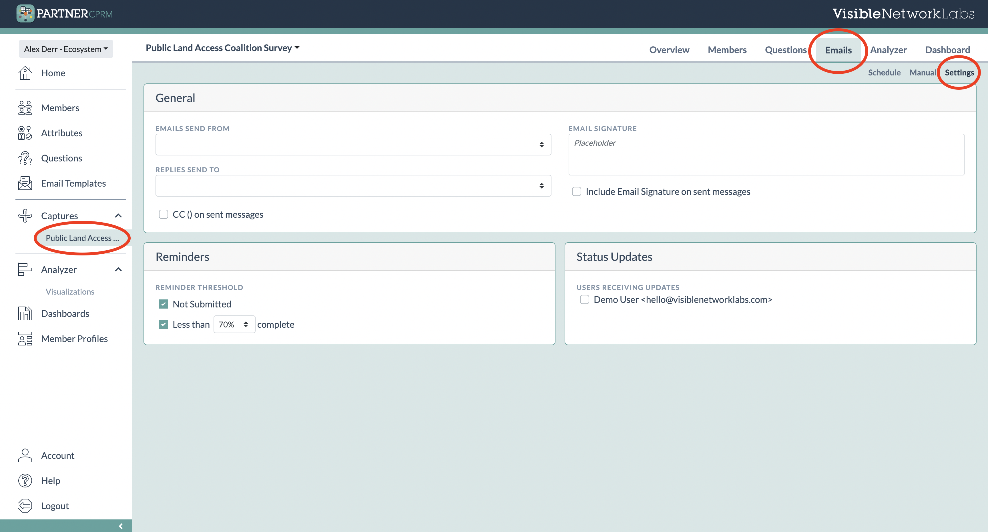 Manage Email Settings